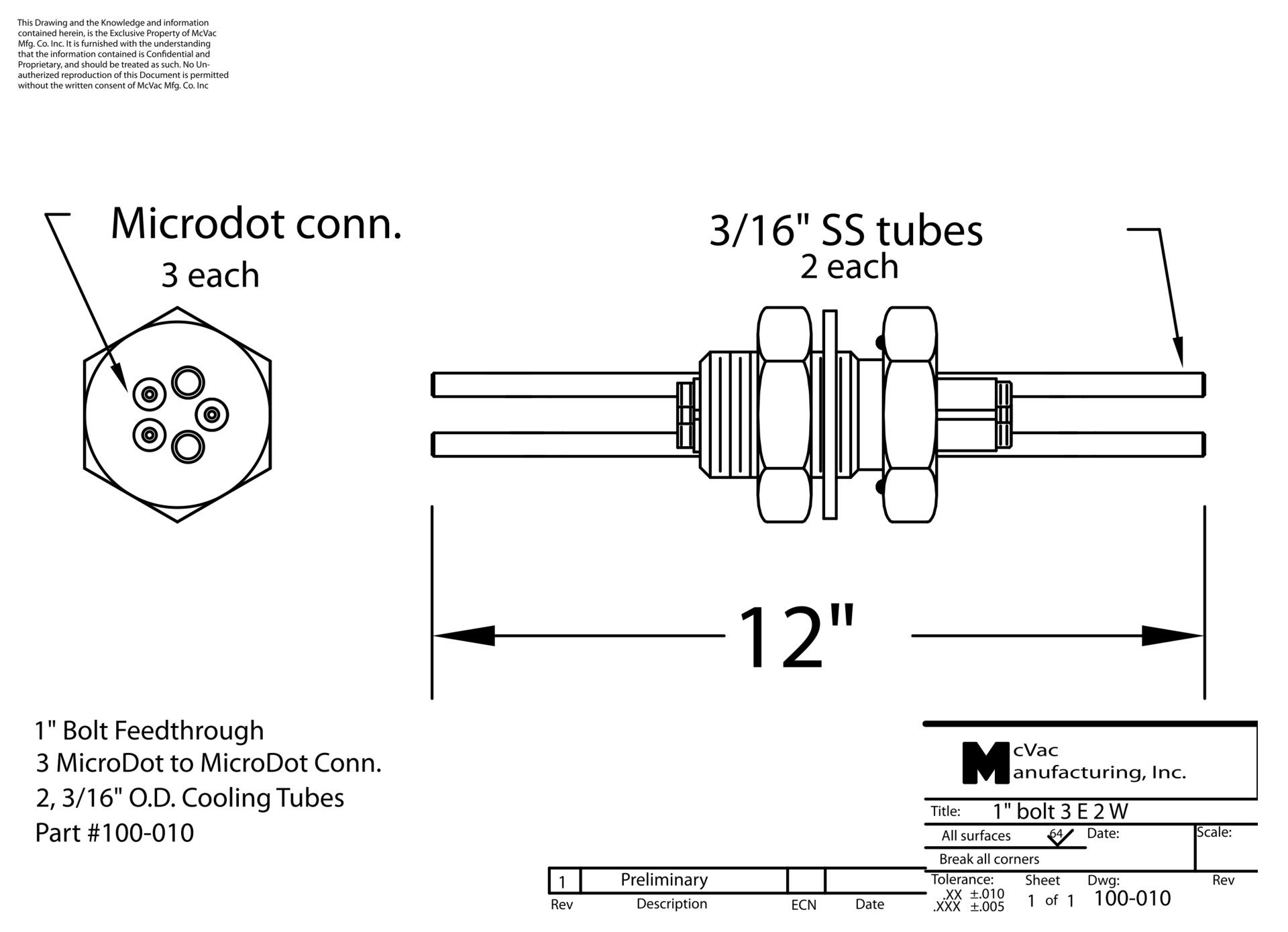 1 in. Bolt Feedthrough | MV-100-010