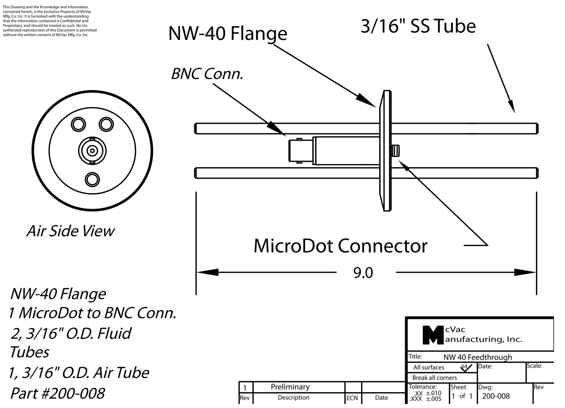 KF40 Sensor Head Feedthrough | MV-200-008